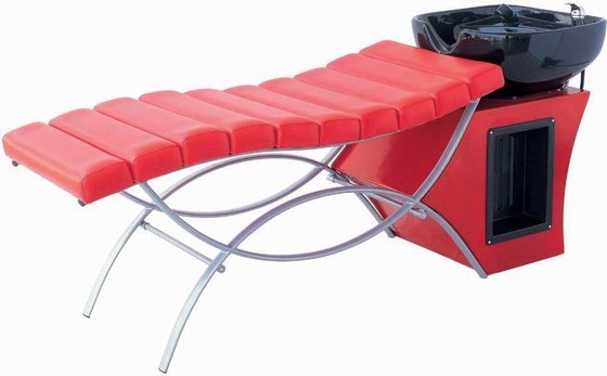 China Professional Custom Salon Shampoo Bed Full Lie Down For Hair Washing , Red Color supplier