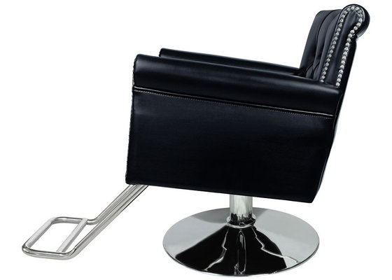 Royal Brown Salon Hair Styling Chairs Big Footrest Chrome with Round Base supplier