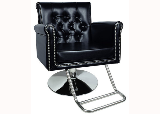 Royal Brown Salon Hair Styling Chairs Big Footrest Chrome with Round Base supplier