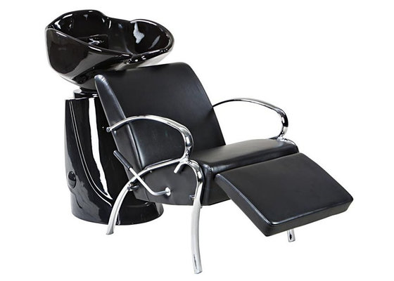 Pu Leather Salon Shampoo Chairs Free Standing With Ceramic Bowl , OEM ODM Service supplier