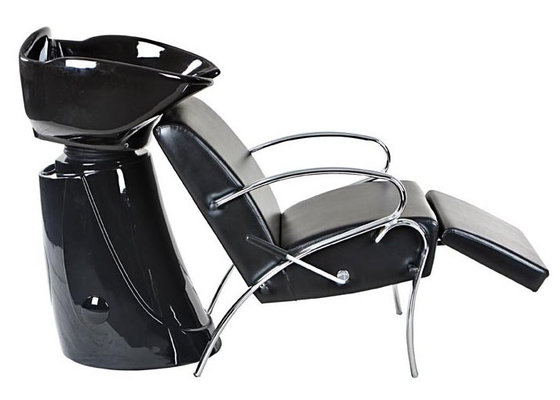 Pu Leather Salon Shampoo Chairs Free Standing With Ceramic Bowl , OEM ODM Service supplier