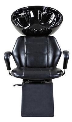 Black Fiberglass Hair Salon Shampoo Chairs With Stainless Steel Tap And  Drain supplier