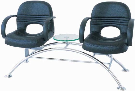 2 Or 3 Seat Salon Waiting Chairs With Table , Hair Salon Reception Chairs 38cm Seat Height supplier