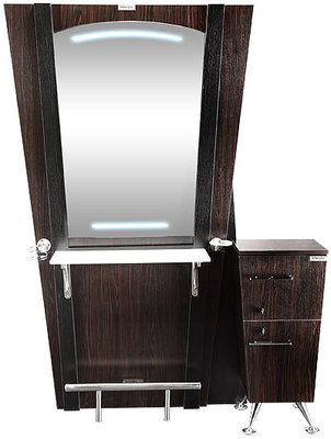 Elegant Solid Wood Hair Stylist Stations With Cabinet , Hair Salon Stations supplier