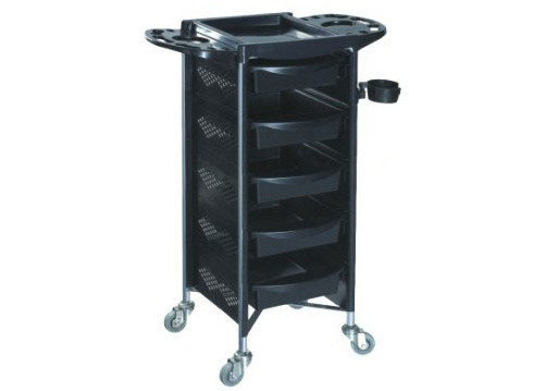 All Black Salon Rolling Cart With Dryer Hold With Folding Trays , 94*39*40cm Size supplier
