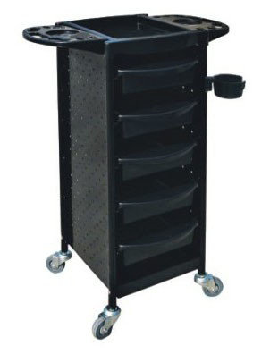 All Black Salon Rolling Cart With Dryer Hold With Folding Trays , 94*39*40cm Size supplier
