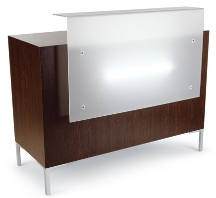 Modern Salon Reception Desk Chrome Leg Sliding Drawer With Dock , Brown Color supplier