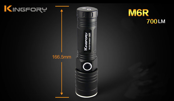 Tactical 700Lumen 3Modes 1*26650 Rechargeable XML-T6 LED Flashlight Outdoor Waterproof Torch Light