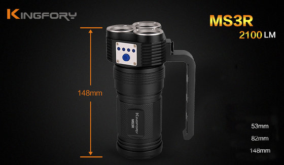 Multifunctional 3*XM-L U2 Waterproof IP66 powered by 4*18650 Rechargeable Hand-held 2100 Lumen Ultra Bright Flashlight