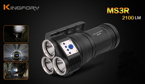 Multifunctional 3*XM-L U2 Waterproof IP66 powered by 4*18650 Rechargeable Hand-held 2100 Lumen Ultra Bright Flashlight