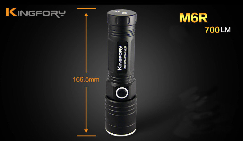 Tactical 700Lumen 3Modes 1*26650 Rechargeable XML-T6 LED Flashlight Outdoor Waterproof Torch Light