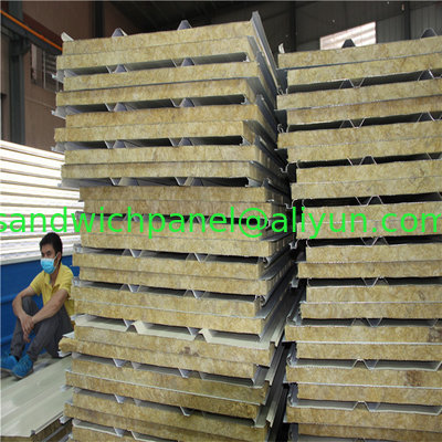 0.326mm steel sheet fireproof rock wool sandwich roof panel 5950 x 1150 x 50mm