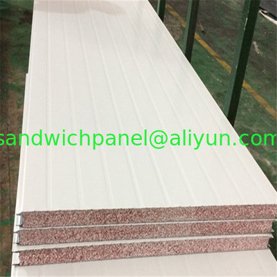 zinc aluminum double steel sheet 50mm TPS sandwich panel with grey white color