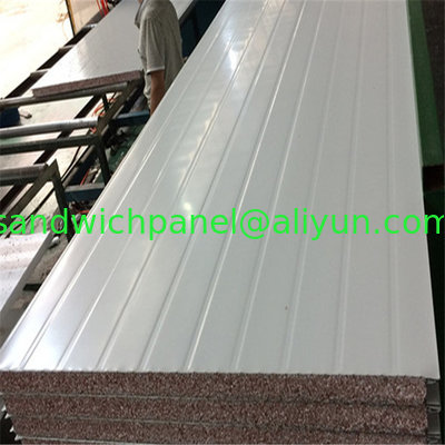 zinc aluminum double steel sheet 50mm TPS sandwich panel with grey white color