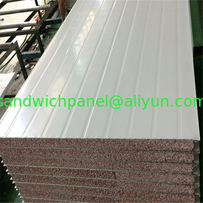 zinc aluminum double steel sheet 50mm TPS sandwich panel with grey white color