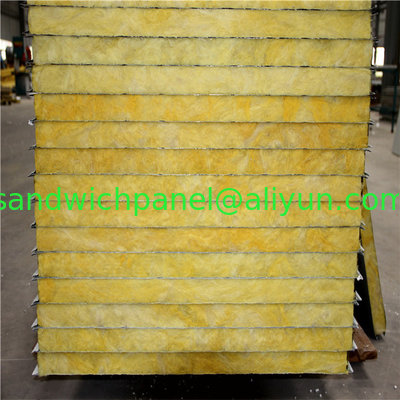 good sound insulation 35kg / m3 50mm grey white double steel glass wool sandwich panel