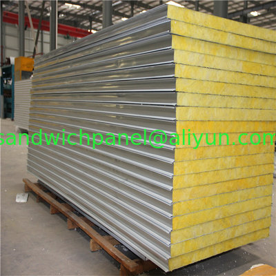 good sound insulation 35kg / m3 50mm grey white double steel glass wool sandwich panel