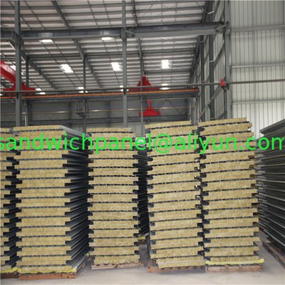 corrugated prepainted blue metal  steel rock wool  sandwich panel for roof