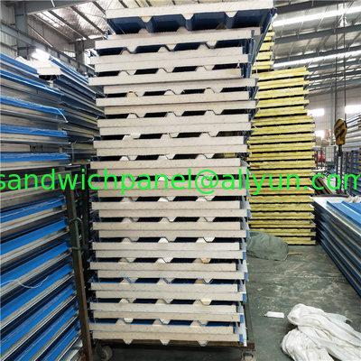 50mm corrugated blue PU sandwich roof panel used for Austria clean room
