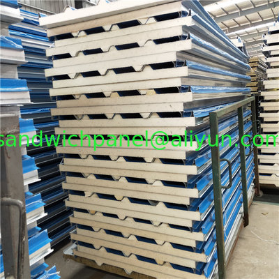 50mm corrugated blue PU (polyurethane ) foam core material cover with 0.426mm steel sheet both side