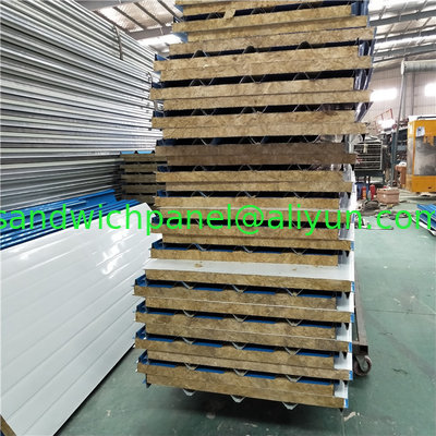 corrugated fireproof blue 50mm rock wool sandwich roof panel for poultry farm