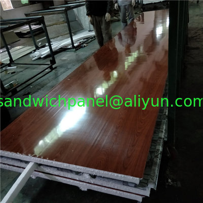 EPS sandwich roof panel 1050-75-0.426mm sandstone steel sheet up and wood grain down