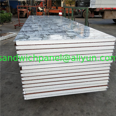 EPS sandwich wall panel 1150-50-0.426mm sandstone steel sheet up and wood grain down