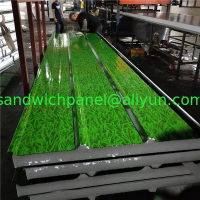 overlap eps silver paper eps z-lock sandwich roof panel 1050-75-0.426mm grass steel sheet up
