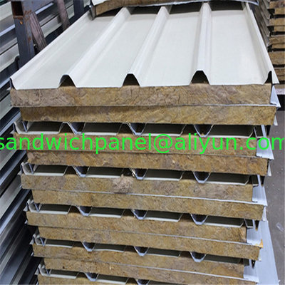 960 type fireproof rock wool sandwich panels with 0.376mm for prefabricated building