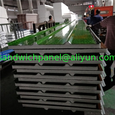 prefab house eps sandwich roof panel with 0.426mm green grass steel sheet up