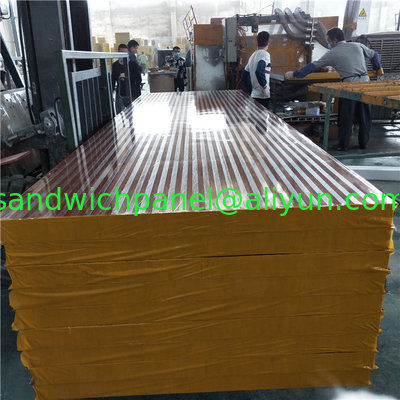 75mm lightweight rock wool sandwich wall panel with 0.426mm wood grain steel and film both side