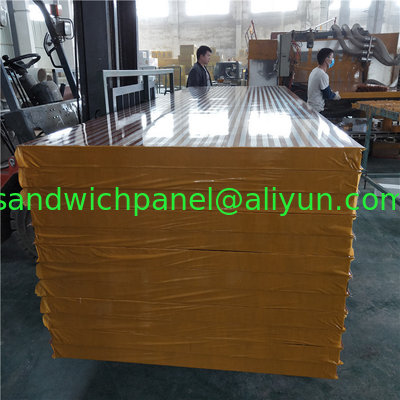 75mm fireproof 0.426mm wood grain steel rock wool sandwich wall panel with 60kg density