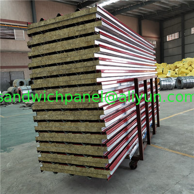 960mm steel strip red rock wool sandwich pane with waterproof cap
