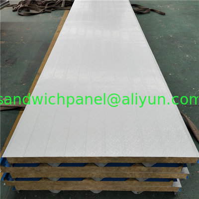 960mm diamond steel sheet rock wool sandwich roof panel with 0.376mm