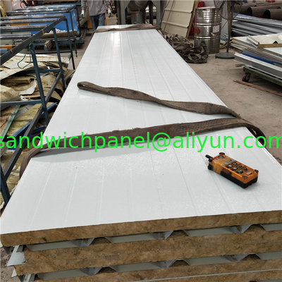 960mm diamond steel sheet rock wool sandwich roof panel with 0.376mm