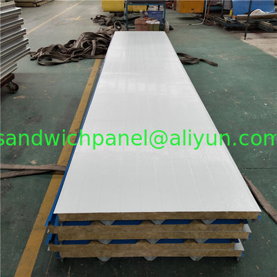 960mm diamond steel sheet rock wool sandwich roof panel with 0.376mm