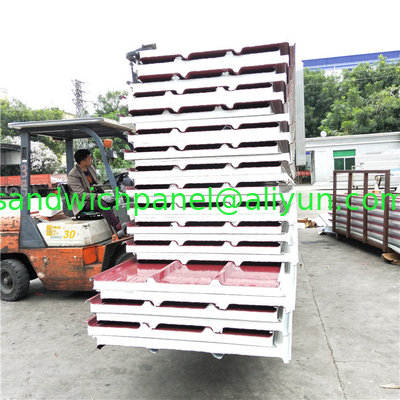 0.4mm wine red color steel 50mm eps sandwich roof panel with 14kg for prefabricated buildings