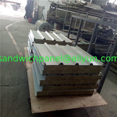 960mm building panels 50mm fireproof rock wool sandwich roof board with steel strip