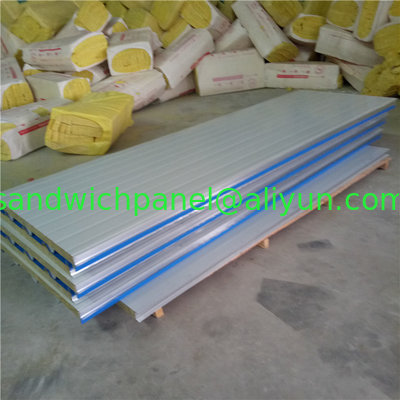rock wool sandwich panel 50mm blue color 0.426mm steel sheet roof tile
