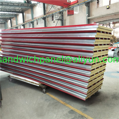 exterior building 50mm glass wool sandwich corrugated roof panel with 35kg