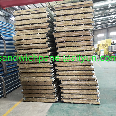 960mm rock wool sandwich panels roof sheet with waterproof cap for prefab buildings