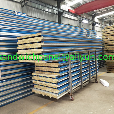 960mm rock wool sandwich panels roof sheet with waterproof cap for prefab buildings