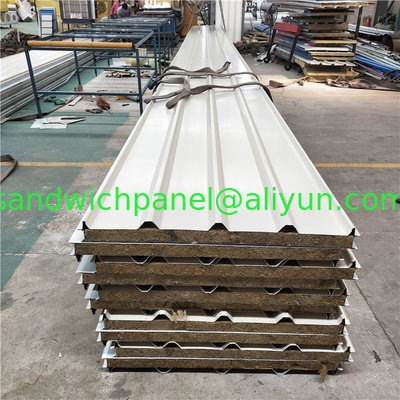 50mm ivory white 960mm fireproof rock wool sandwich insulated roof panels for steel structure buildings