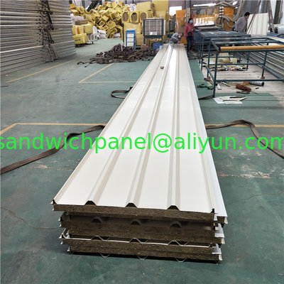 50mm ivory white 960mm fireproof rock wool sandwich insulated roof panels for steel structure buildings