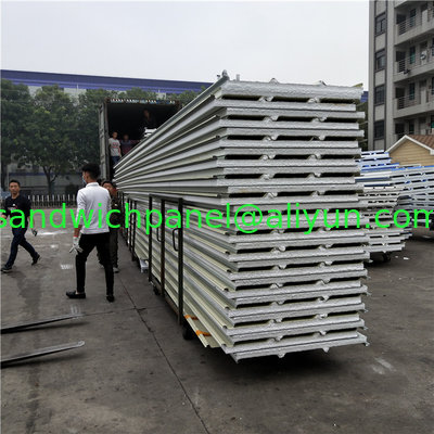light weight 50mm new design 0.526mm ivory white steel sheet eps roof sandwich panels