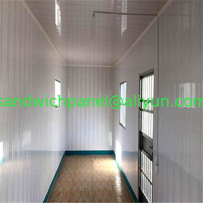 waterproof and fireproof empty layout 20ft sandwich panel container house for 8 workers