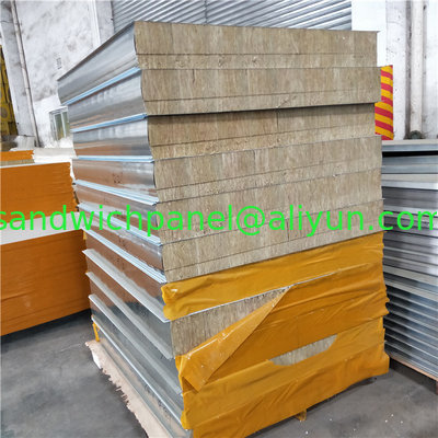 fast assemble light weight color steel rock wool sandwich panel for wall and roof