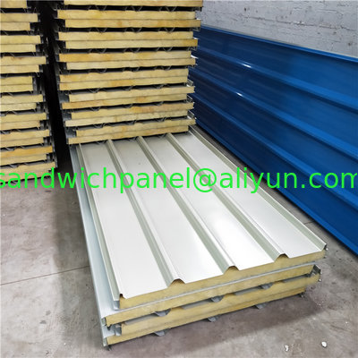 60kg rock wool corrugated roof sandwich panel for fast cosntruction buildings