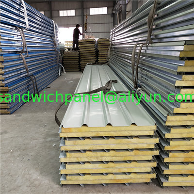 60kg rock wool corrugated roof sandwich panel for fast cosntruction buildings