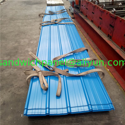 900-0.4mm Huaguan blue corrugated roof sheets with 55% AZ warehouse and factory